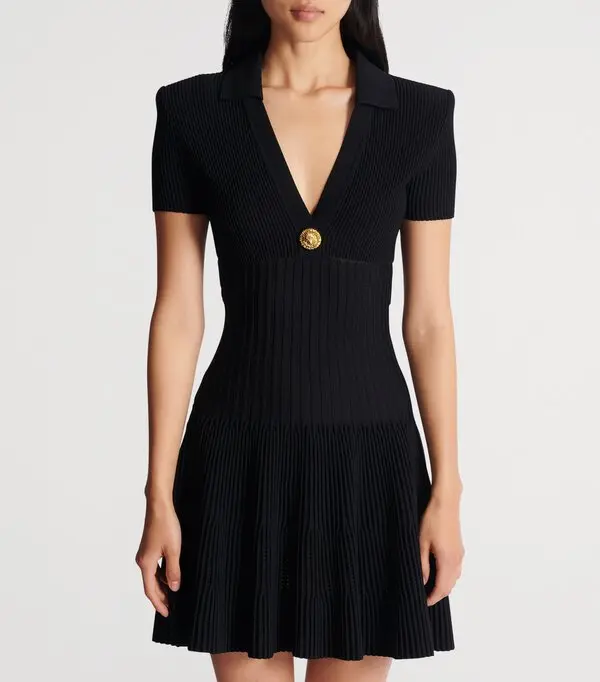 Balmain Flared Knit Mini Dress