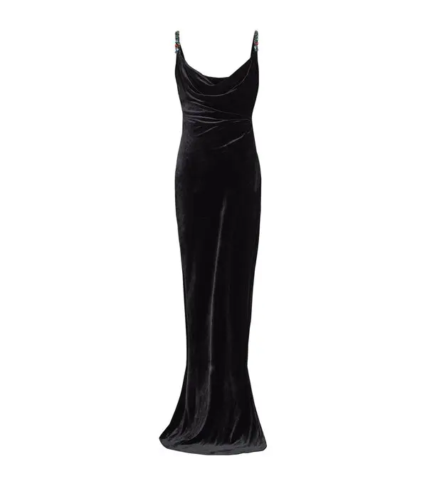 Balmain Velvet Embellished Gown