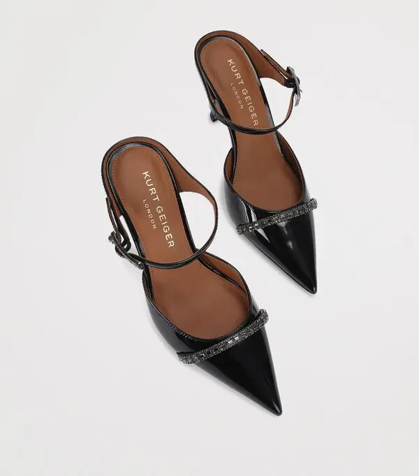 Kurt Geiger Patent Leather Embellished Point Mules