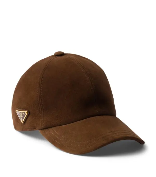 Prada Suede Baseball Cap With Logo