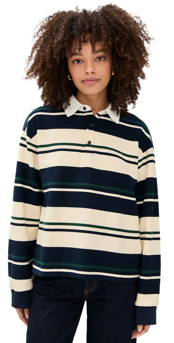 MOTHER Preppy Jersey Lioness Tee - Midnight Stripe