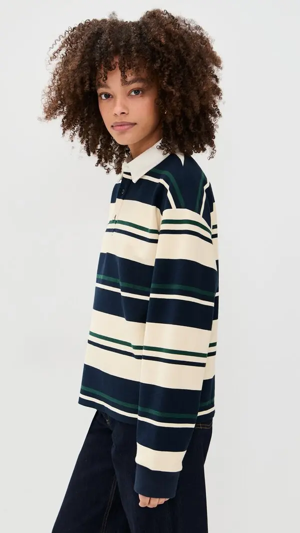 MOTHER Preppy Jersey Lioness Tee - Midnight Stripe