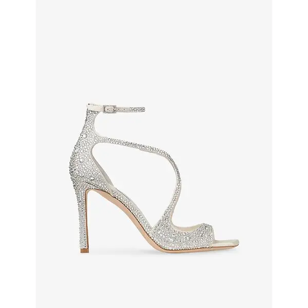 JIMMY CHOO Aziz 95 Crystal-embellished Heeled Sandals - Ivory/crystal