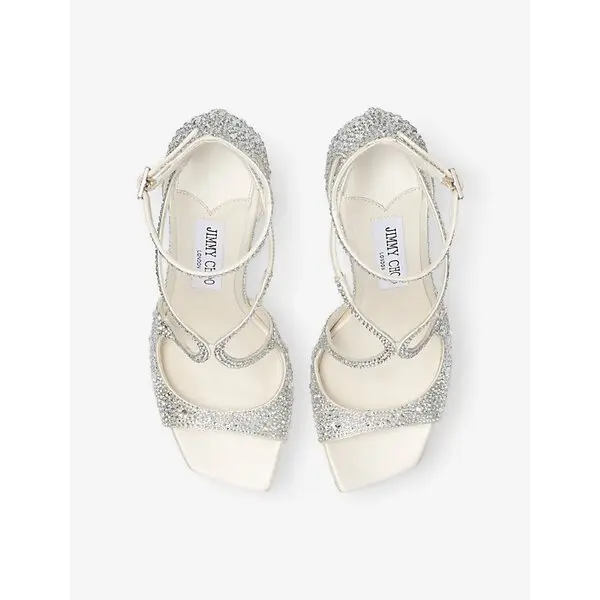 JIMMY CHOO Aziz 95 Crystal-embellished Heeled Sandals - Ivory/crystal
