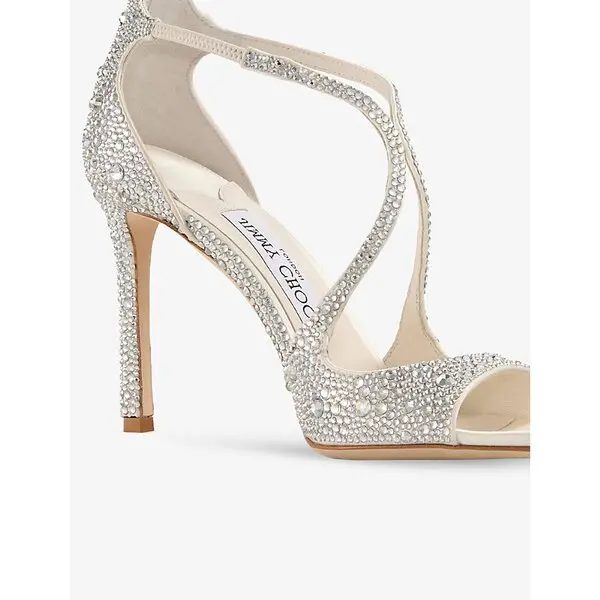 JIMMY CHOO Aziz 95 Crystal-embellished Heeled Sandals - Ivory/crystal