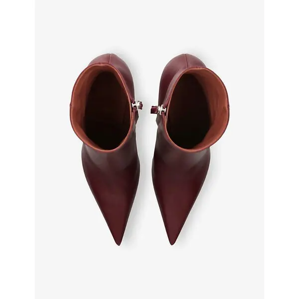 Amina Muaddi Barbara 90 Leather Heeled Ankle Boots - Wine