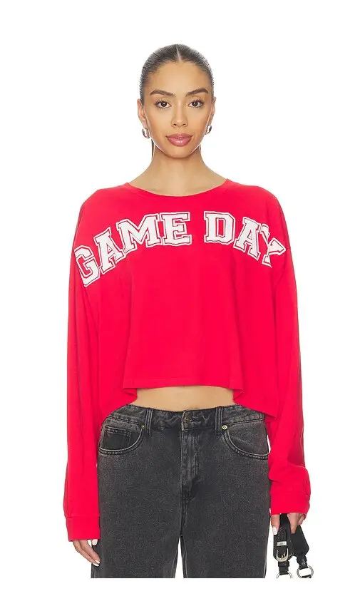 Daydreamer Game Day Meet & Greet Long Sleeve Top - Fire Red