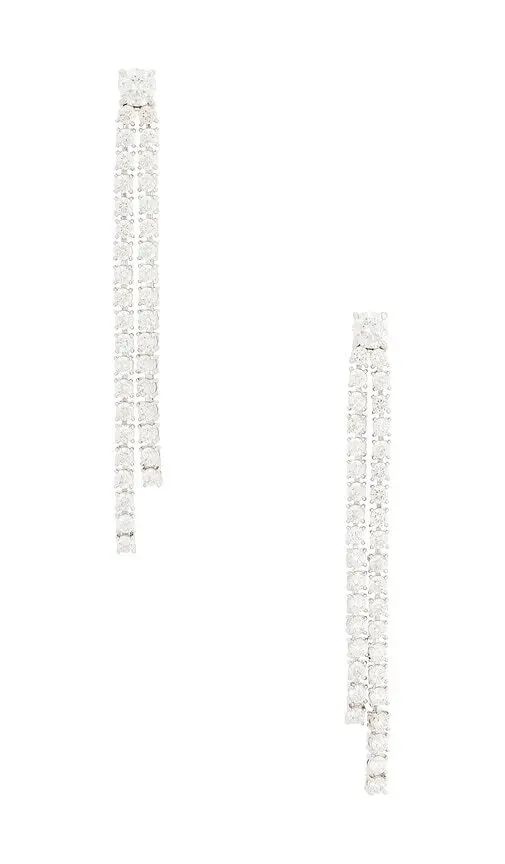 Shashi Solitaire Tennis Drop Earrings - Silver