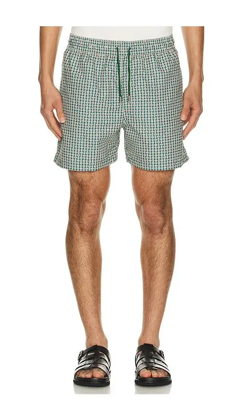 Simkhai Lowell Swim Short - Kelly Green Foulard Print