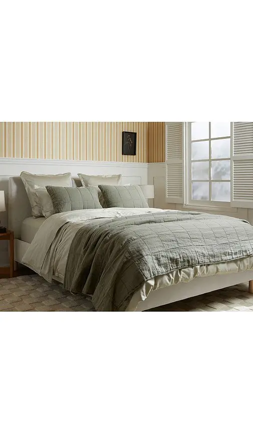 PARACHUTE Linen Box Quilted Sham Set - Moss