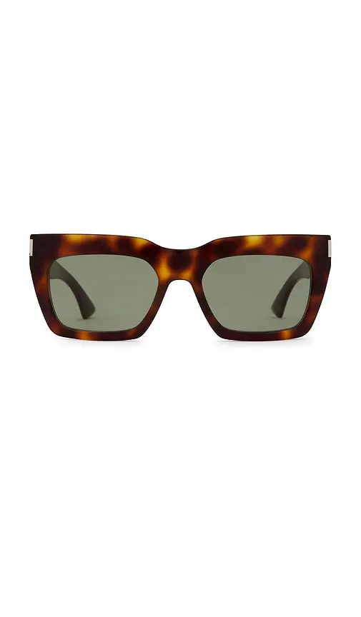 Saint Laurent Rectangular Sunglasses - Havana & Green