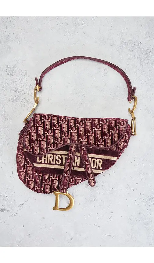 Undefined Dior Oblique Embroidered Velvet Saddle Bag