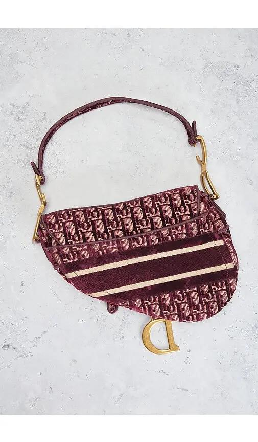 Undefined Dior Oblique Embroidered Velvet Saddle Bag