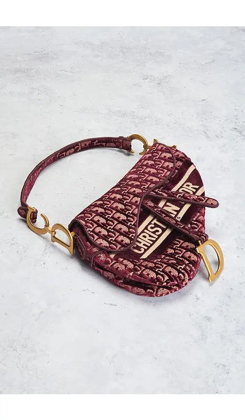 Undefined Dior Oblique Embroidered Velvet Saddle Bag