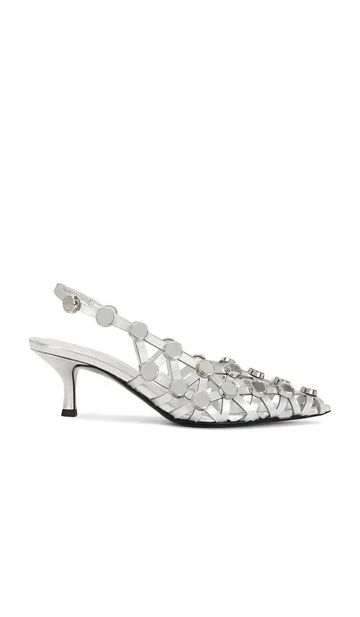 Attico Grid 50mm Slingback In Metallic