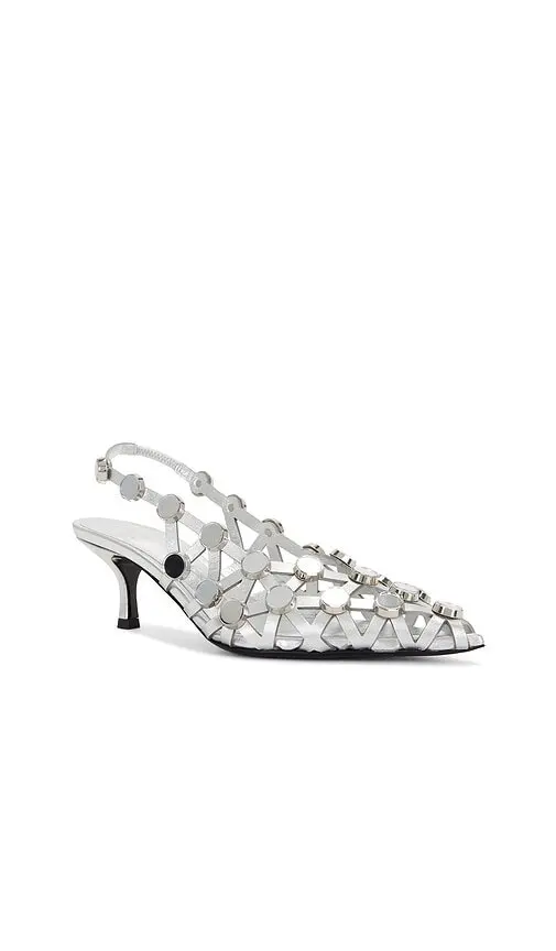 Attico Grid 50mm Slingback In Metallic