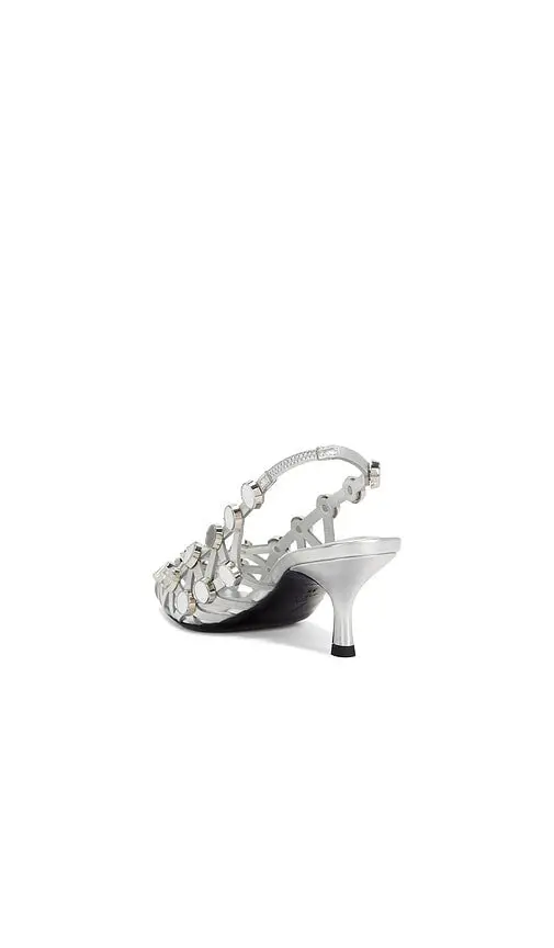 Attico Grid 50mm Slingback In Metallic