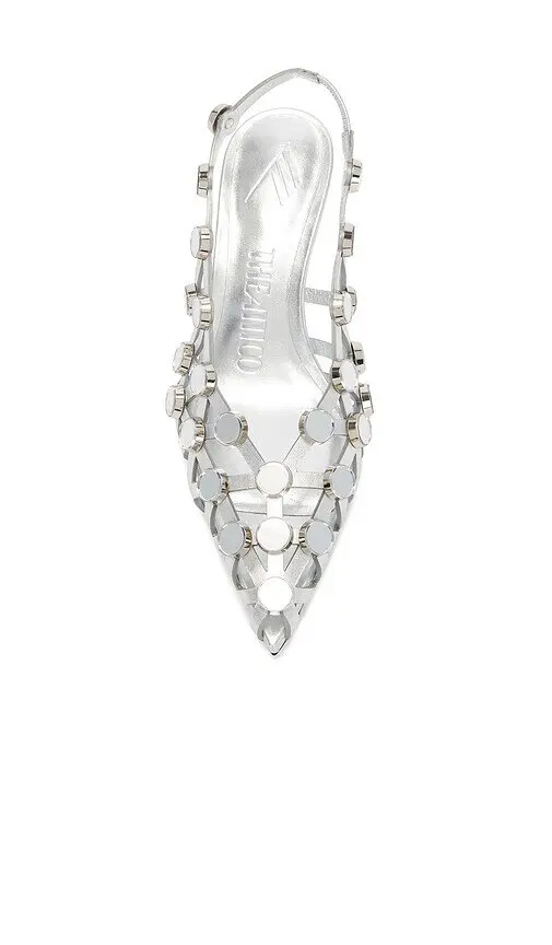 Attico Grid 50mm Slingback In Metallic