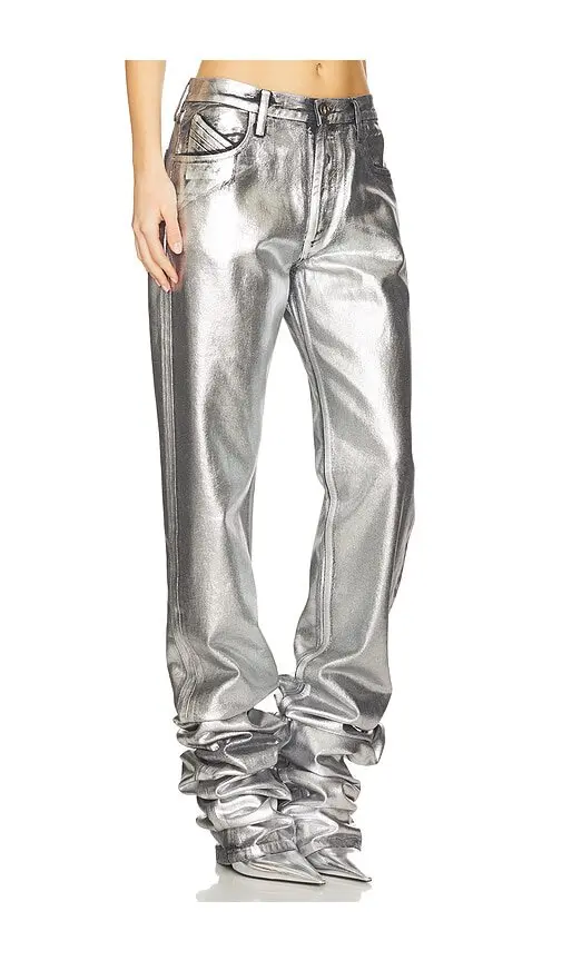 Attico Long Jeans In Metallic