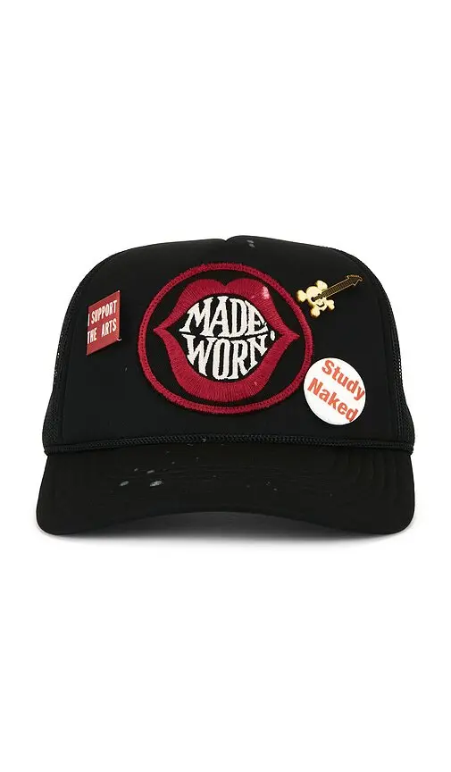MadeWorn Kiss My Lips Trucker Hat - Black