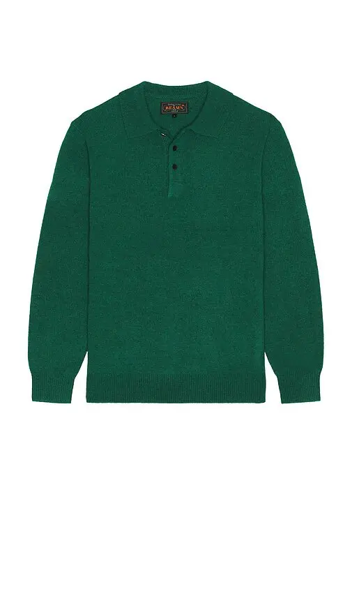 BEAMS Knit Polo 9g In Green - Bright Green