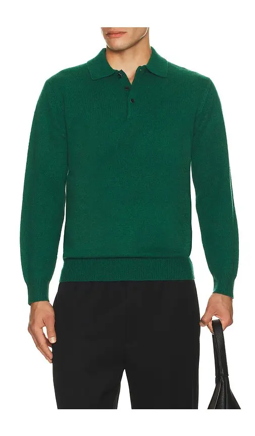 BEAMS Knit Polo 9g In Green - Bright Green
