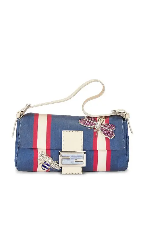 FWRD RENEW Fendi Insect Baguette Shoulder Bag - Blue