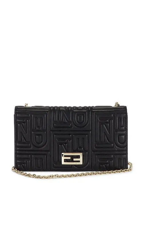 FWRD RENEW Fendi Embossed Wallet On Chain - Black