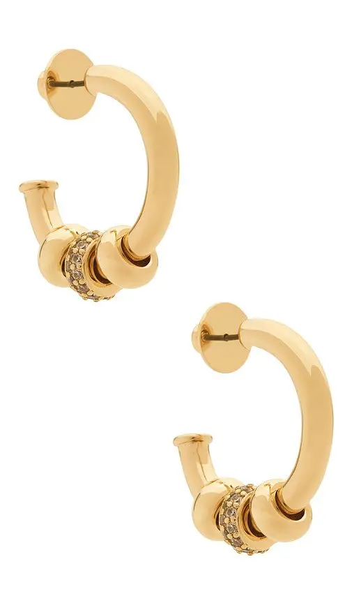 ROXANNE ASSOULIN Slider Hoop Earrings - Shiny Gold & Clear