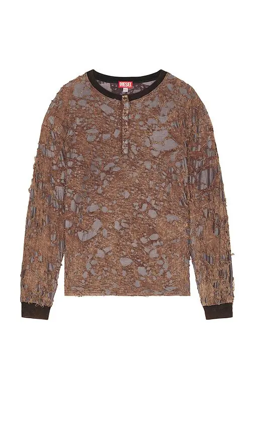 DIESEL® T-overt Long Sleeve Tee In Brown - Coffee