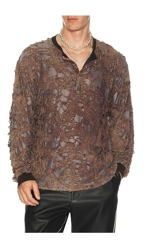 DIESEL® T-overt Long Sleeve Tee In Brown - Coffee