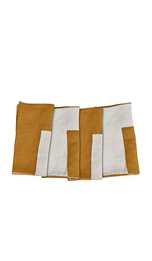 MISETTE Linen Embroidered Napkins Set Of 4 - Amber