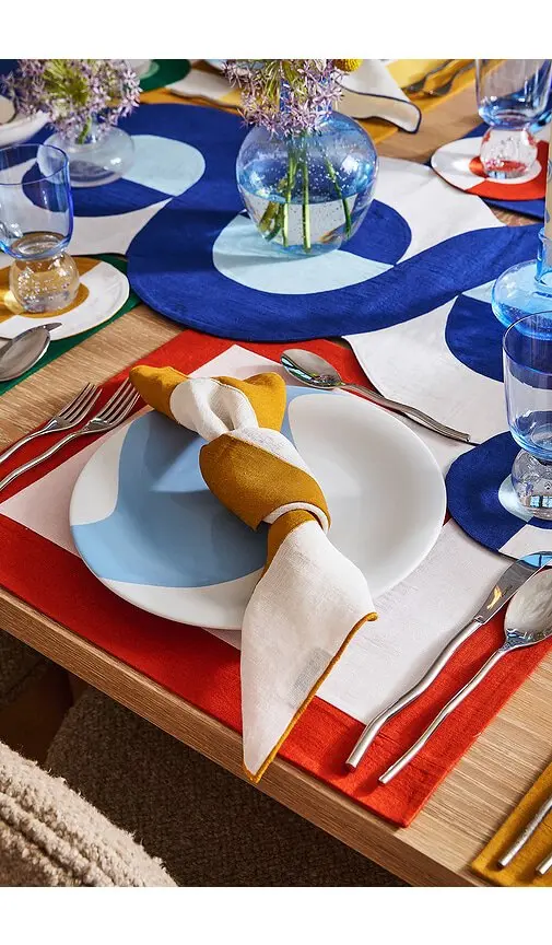 MISETTE Linen Embroidered Napkins Set Of 4 - Amber