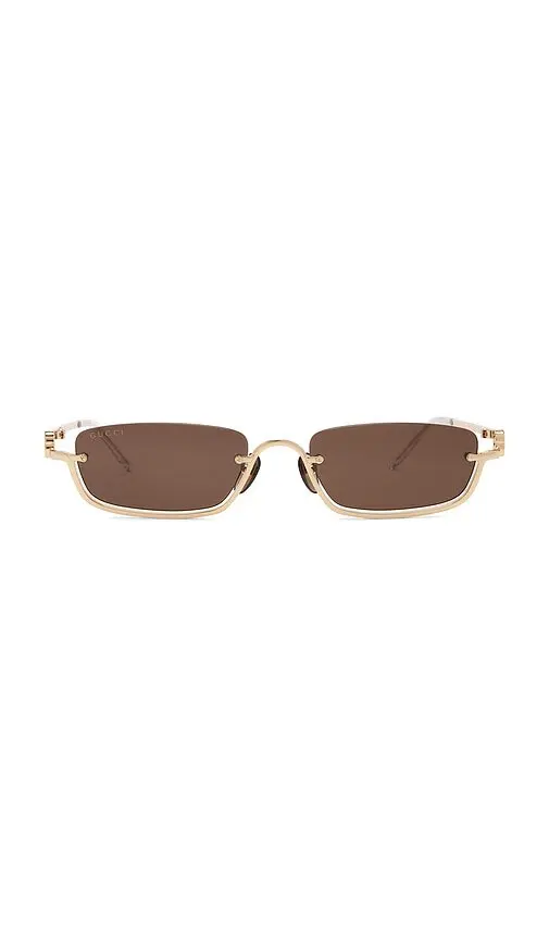 Gucci Rectangular Sunglasses - Gold & Brown