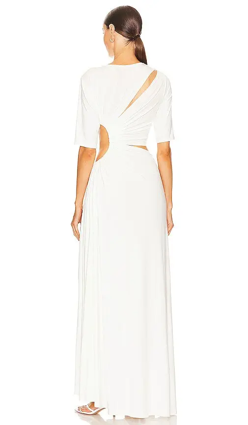SID NEIGUM Gathered Slit Maxi Dress - White
