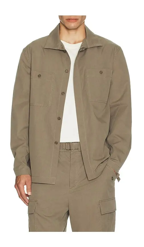 Simkhai Sean Shirt Jacket In Olive - Faded Olive