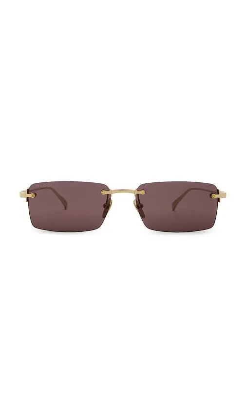 Gucci Rectangular Sunglasses - Gold & Grey