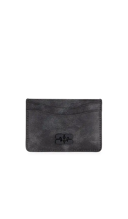 GANNI Vintage Card Holder In Charcoal - Ebony