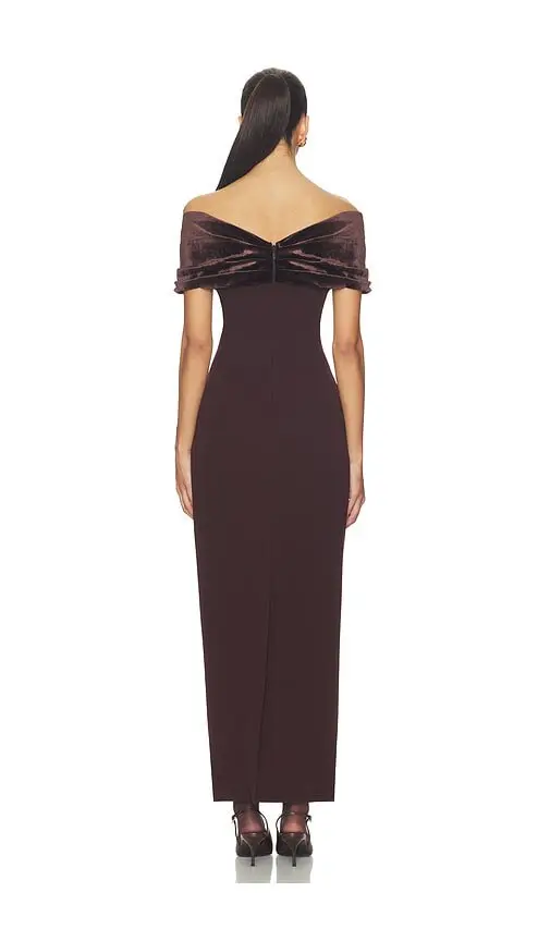 SONYA MODA Off-the-shoulder Crepe Gown - Chestnut