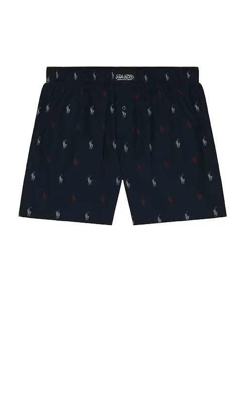 Polo Ralph Lauren All Over Print Woven Boxer In Navy - Cruise Navy & Rl2000 Red
