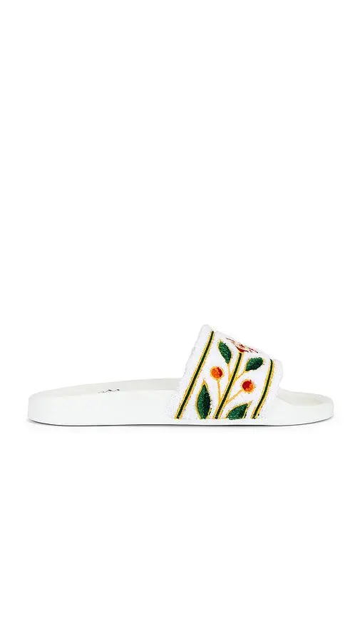 Casablanca Embroidered Terry Slider - White