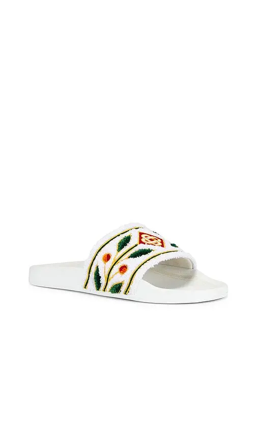 Casablanca Embroidered Terry Slider - White