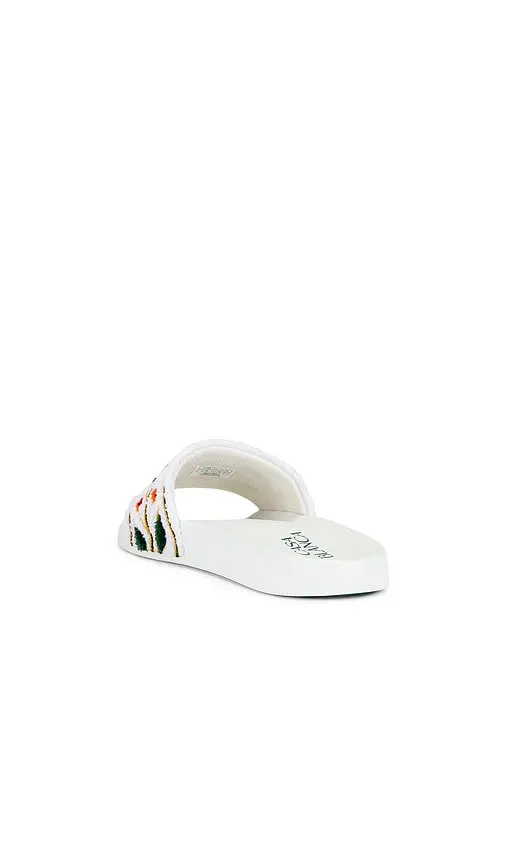 Casablanca Embroidered Terry Slider - White