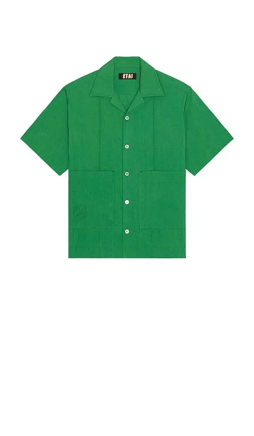 ETAI LA Double Pocket Pin Tuck Shirt - Green