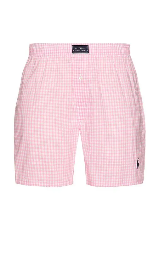 Polo Ralph Lauren Yarn Dyed Woven Boxer In Pink - Pink Mini Gingham & Cruise Navy Pp