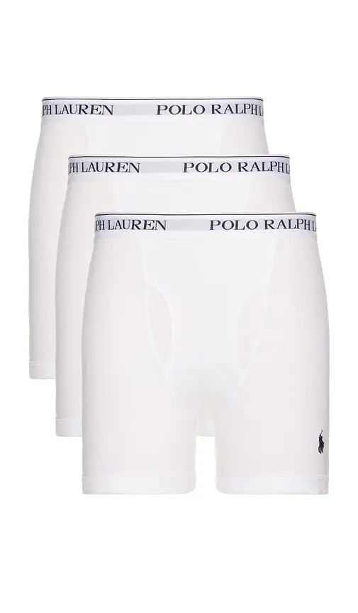 Polo Ralph Lauren Classic Fit Cotton 3 Pack Boxer Brief In Multi - White & Cruise Navy Pp
