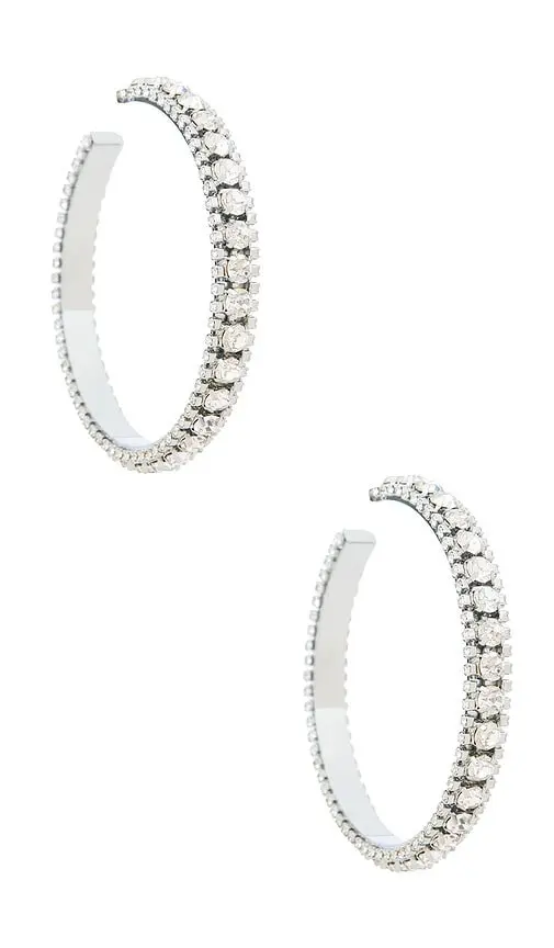 AREA Large Crystal Hoop Earrings - Clear Crystal & Silver