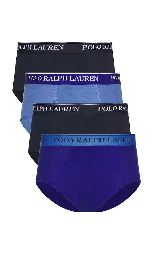 Polo Ralph Lauren Mid Rise Brief 4 Pack In Blue - Resort Blue  Rugby Royal  & 2 Cruise Nav