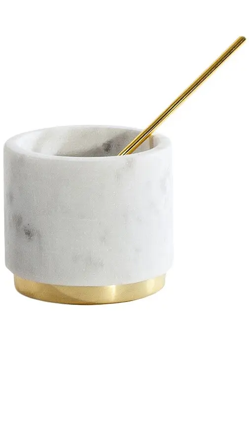 HAWKINS NEW YORK Simple Marble And Brass Sugar Pinch Pot - White