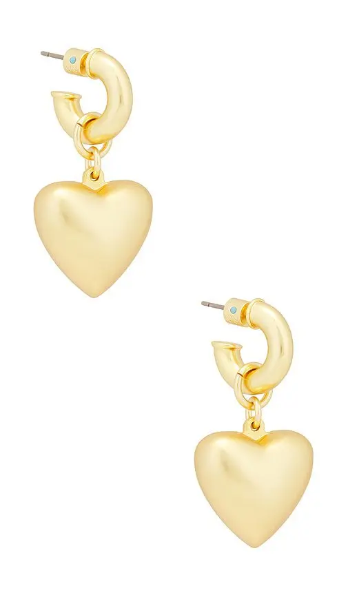 ROXANNE ASSOULIN Puffy Heart Dangle Earrings - Semi Shiny Gold